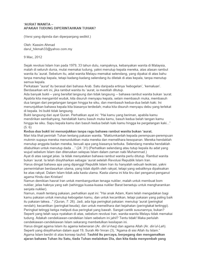 Aurat Wanita - Kassim Ahmad | PDF