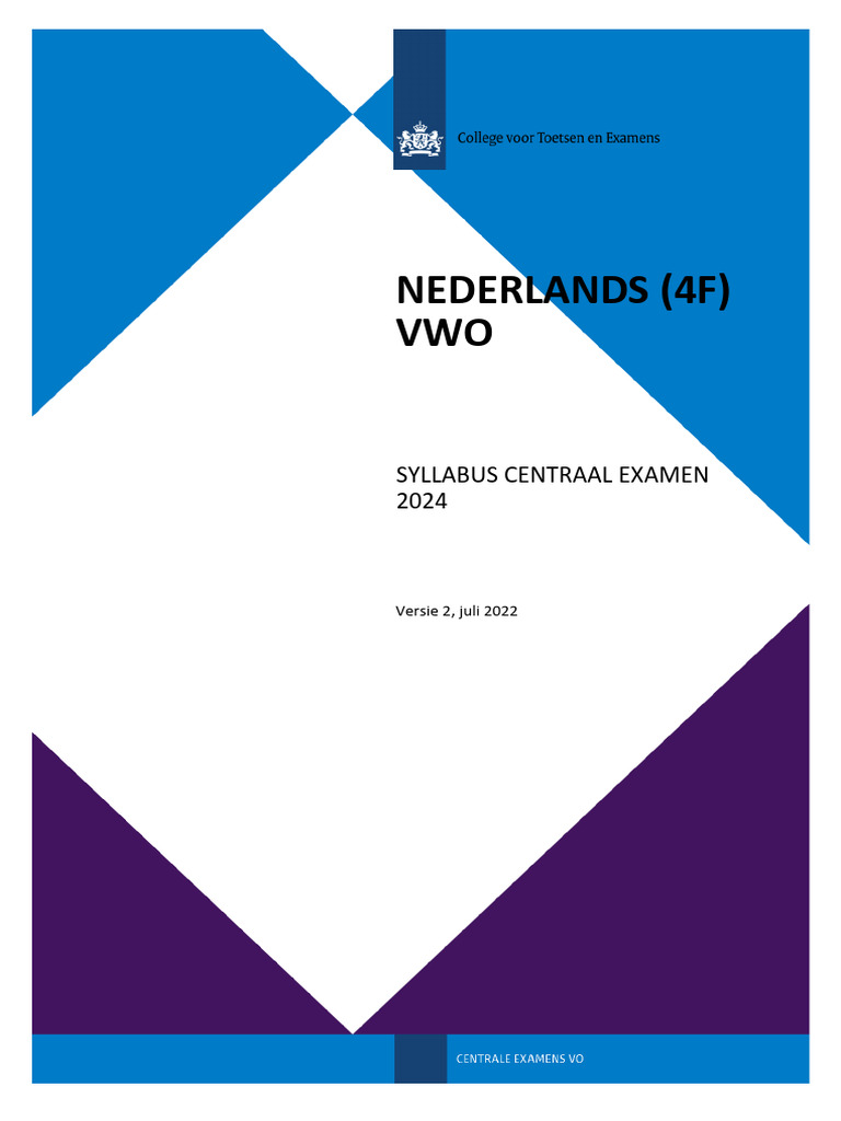Syllabus Nederlands 4f Vwo 2024 8 Juli 2022 Versie 2 | PDF