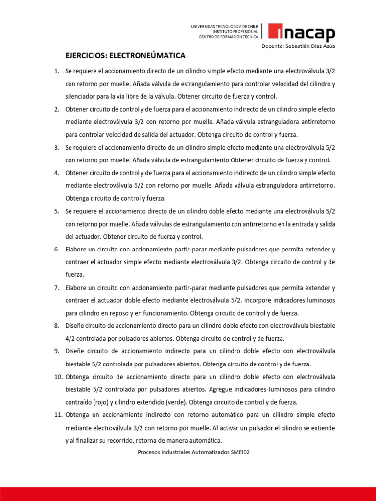 Ejercicios de Electroneumática Avanzada | PDF | Solenoide | Ingeniería mecánica