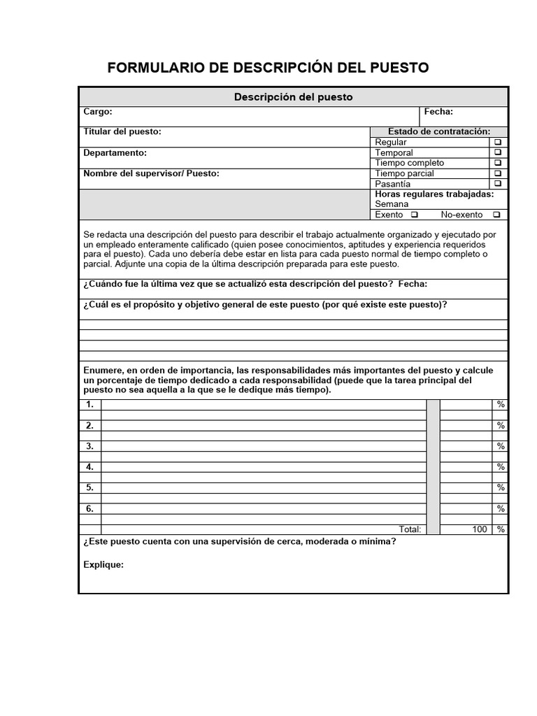 Formulario de Descripción Del Trabajo D3512 | PDF | Derechos de autor