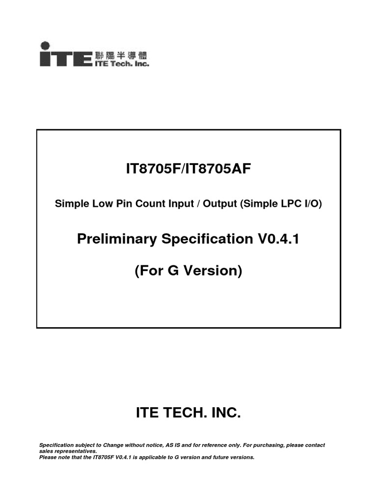 IT8705F | PDF | Floppy Disk | Microcontroller