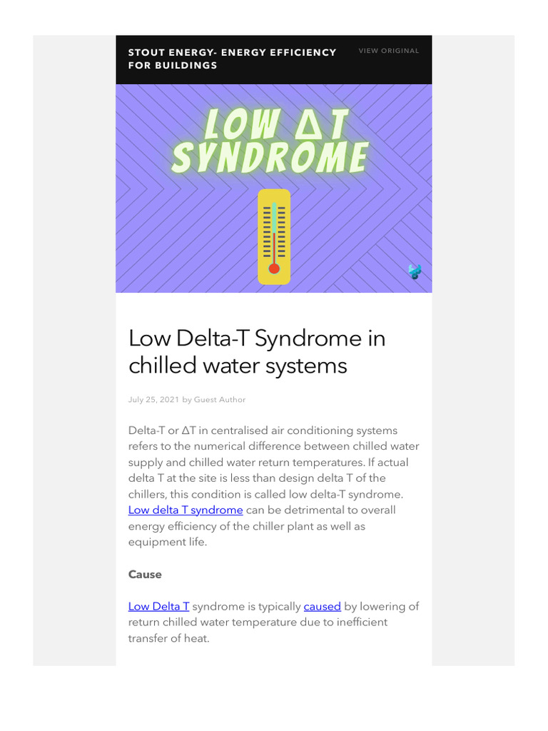 Low Delta-T Syndrome in Chilled Water Systems | PDF | Water | Flow ... Low Delta-T Syndrome in Chilled Water Systems | PDF | Water | Flow ...