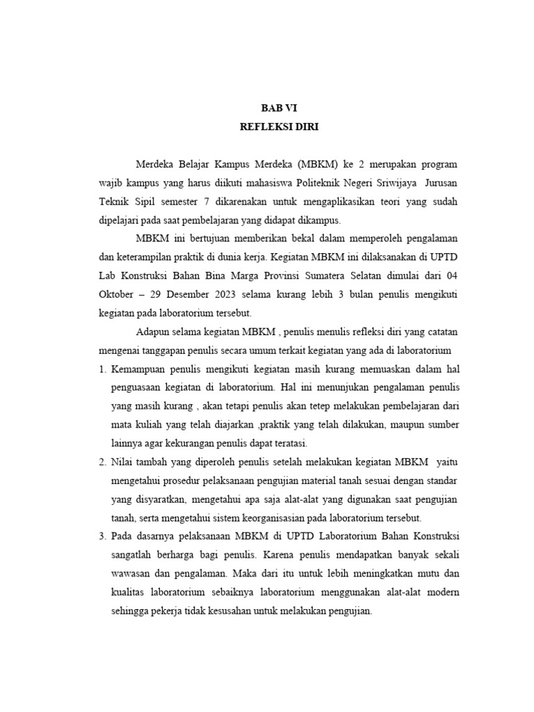 Bab 6 Refleksi Diri | PDF