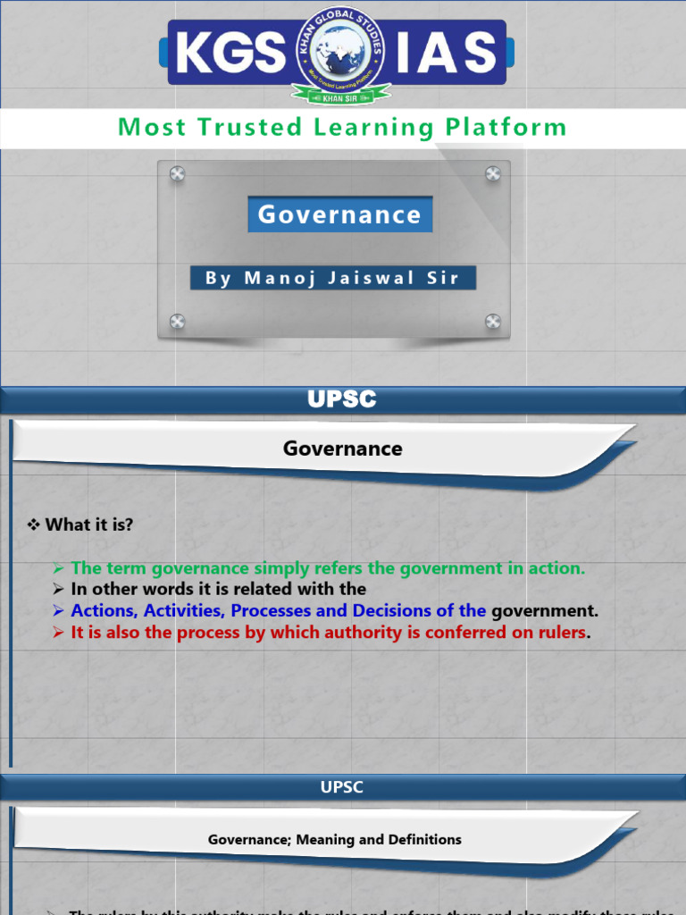 Lecture 1 Governance | PDF | Rule Of Law | Governance