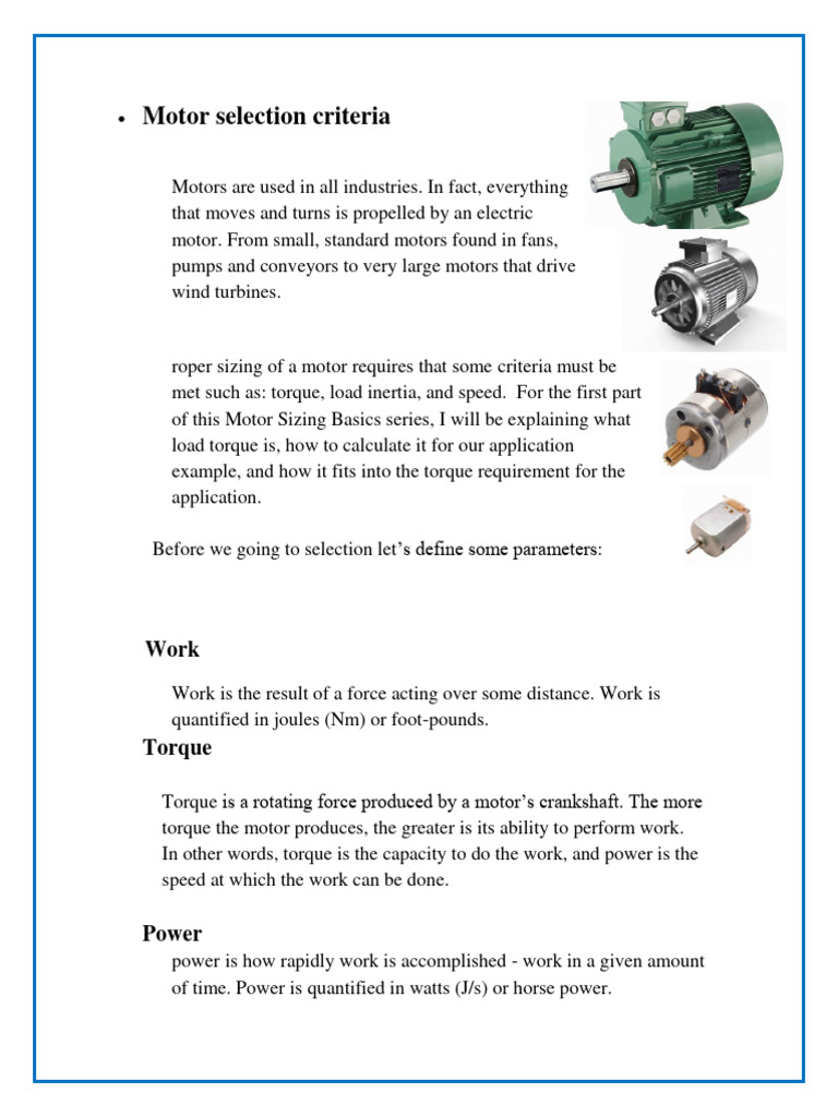 Motor Sizing | PDF | Torque | Rotation Around A Fixed Axis