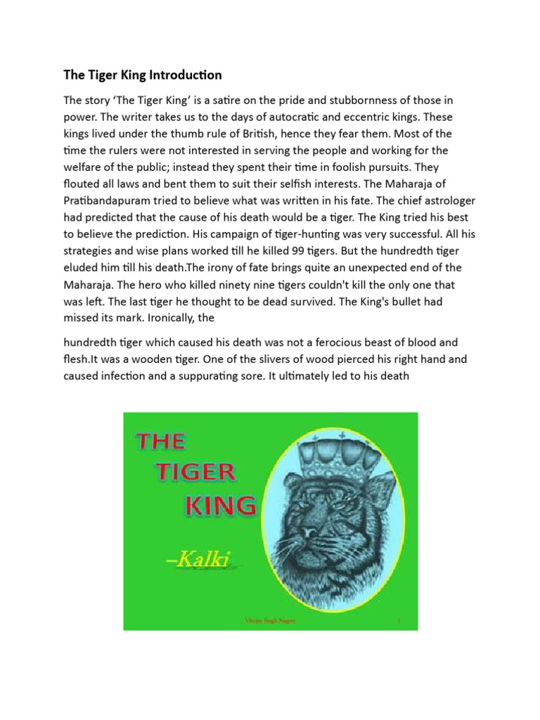 Tiger King | PDF | Kalki Krishnamurthy
