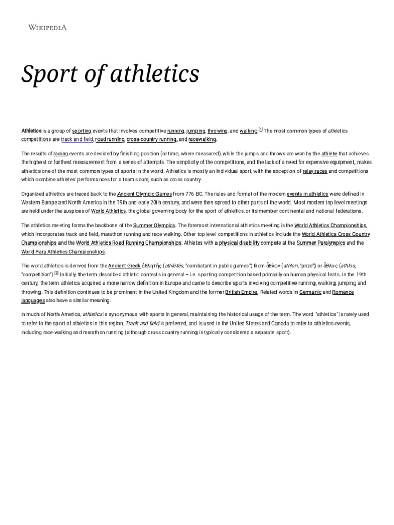 Athletics: A Global Sport Overview | PDF | Sport Of Athletics | Track ...