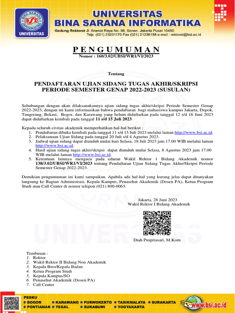 Pendaftaran Ujian Sidang Skripsi 2023 | PDF | Sains & Matematika