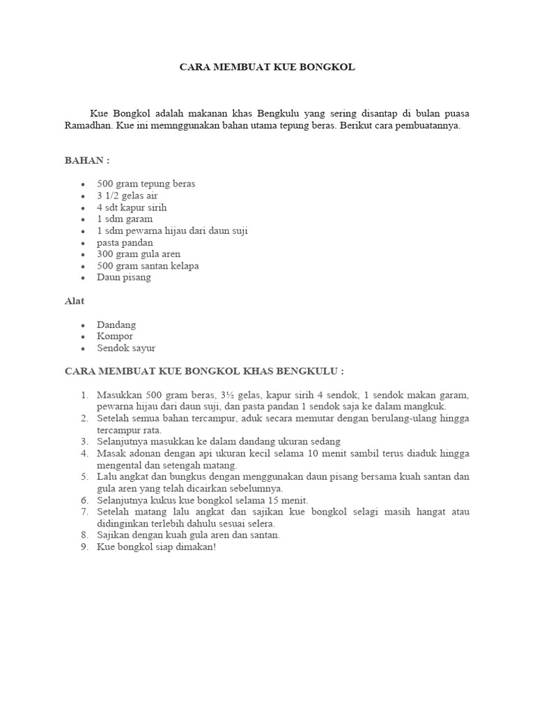 Cara Membuat Kue Bongkol | PDF