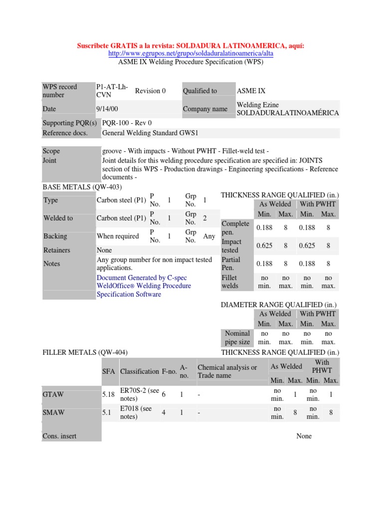 WPS Asme Ix | PDF | Welding | Construction