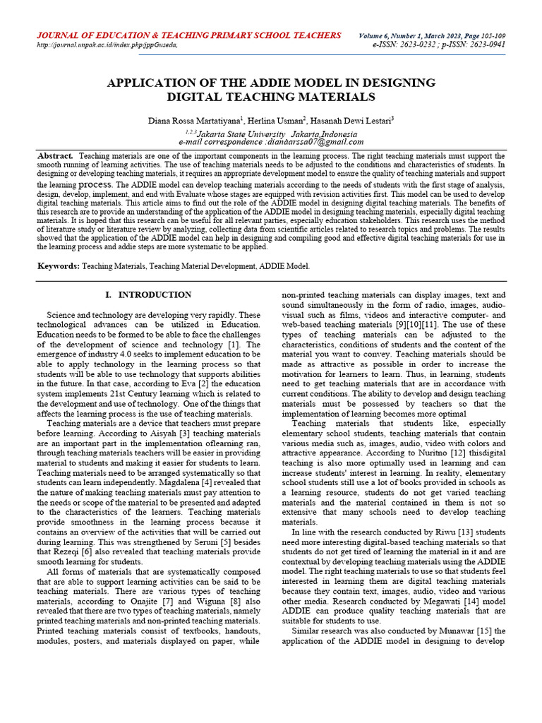 ADDIE Model for Digital Teaching Materials | PDF | Learning | Curriculum