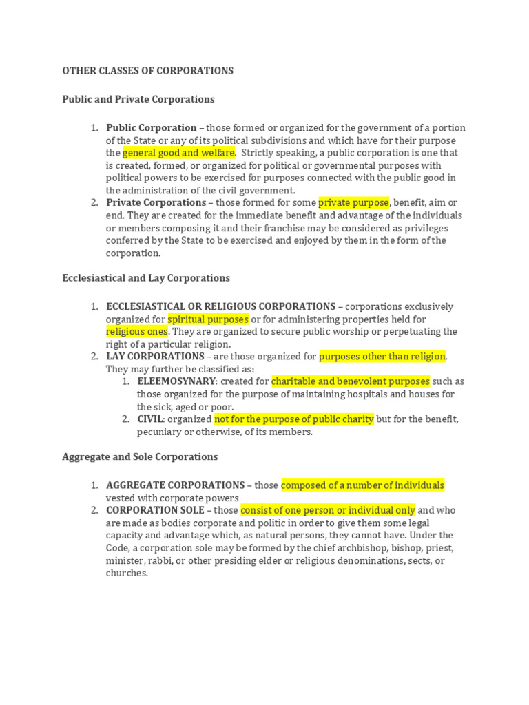 Types of Corporations Explained | PDF | Stocks | Corporations