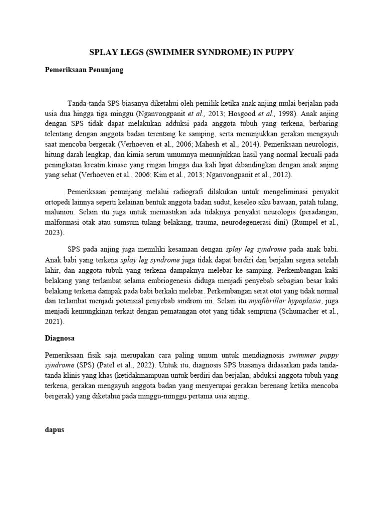 SPLAY LEGS - pemeriksaan penunjang dan diagnosa | PDF