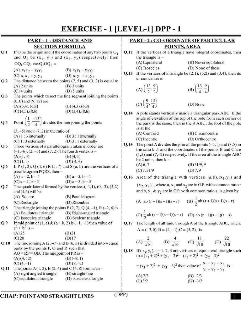 Point and Straight Lines (DPP) | PDF