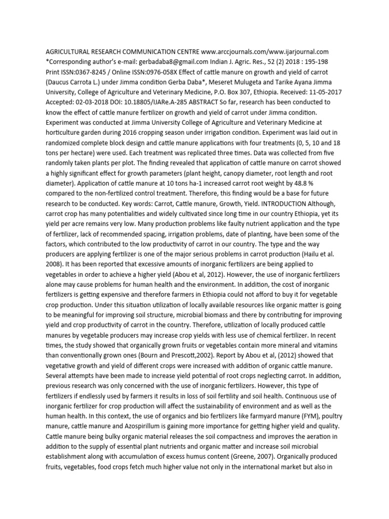 Agricultural Research | PDF | Fertilizer | Manure