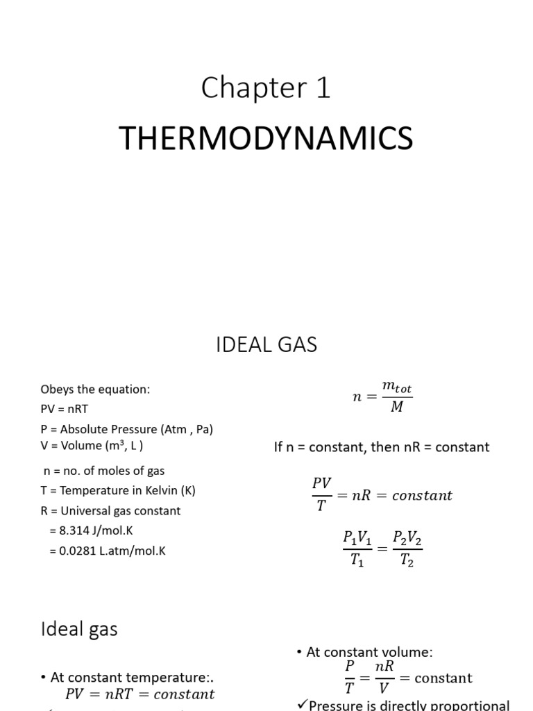 Part 1 of Chapter 1 - Ideal Gas Equation | PDF