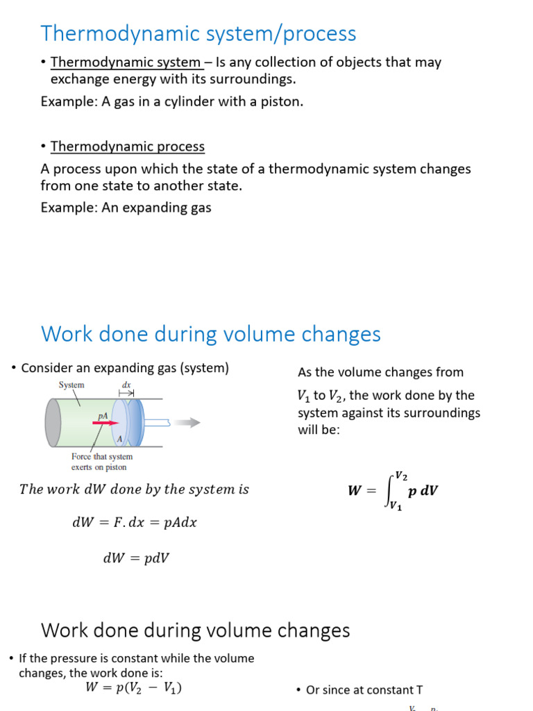 P2 - Chapter 1 Work, Internal Energy and 1st Law of Thermo | PDF | Gases | Mathematical Physics