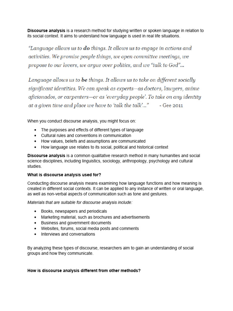Discourse Analysis | PDF | Analysis | Discourse