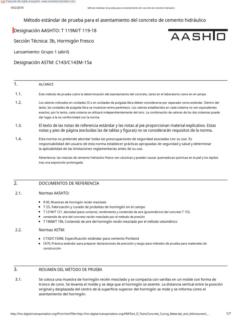 Prueba de Asentamiento del Concreto | PDF | Hormigón | Materiales