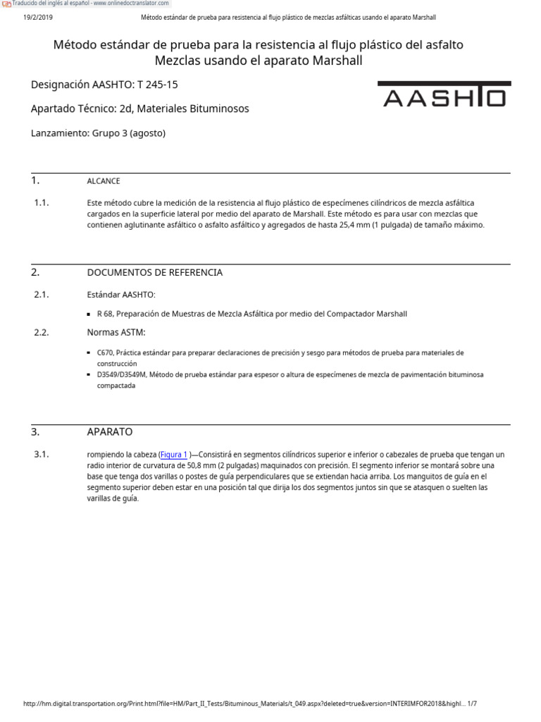 Aashto T 245 - 15 | PDF | Hogar, jardinería y bricolaje | Tecnología