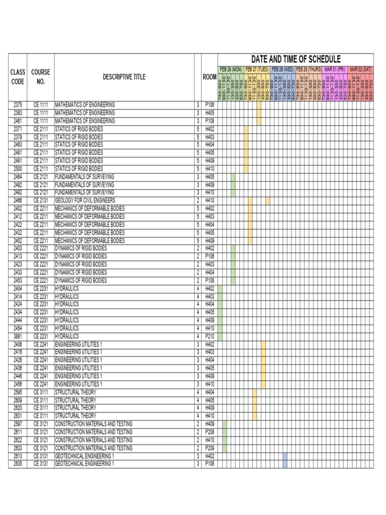 PRELIM_SCHED_2nd-Sem-2024 | PDF | Geodesy | Calculus
