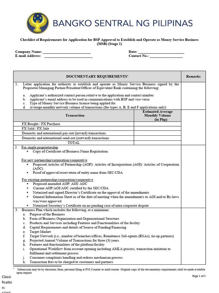 Annex G - Checklist of Requirements - MSB (Stage 1) | PDF ...