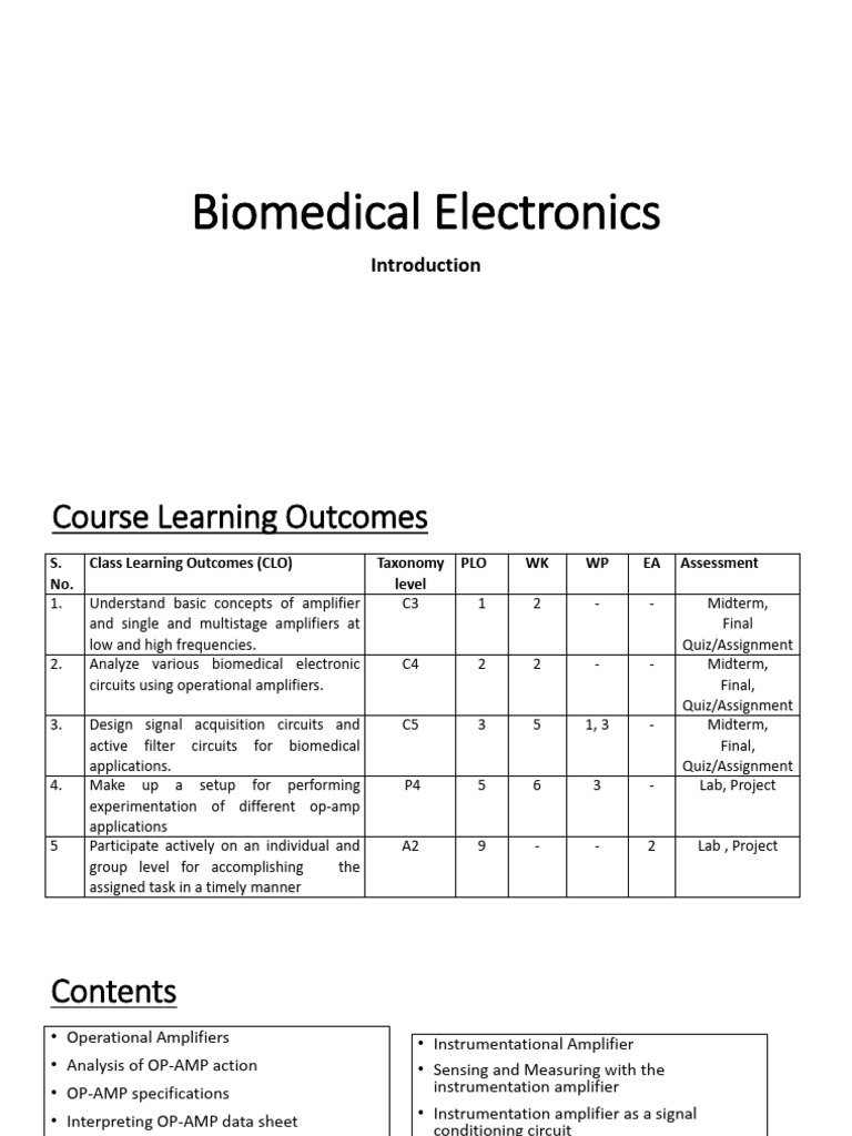 Biomedical Electronics Introduction | PDF | Operational Amplifier ...