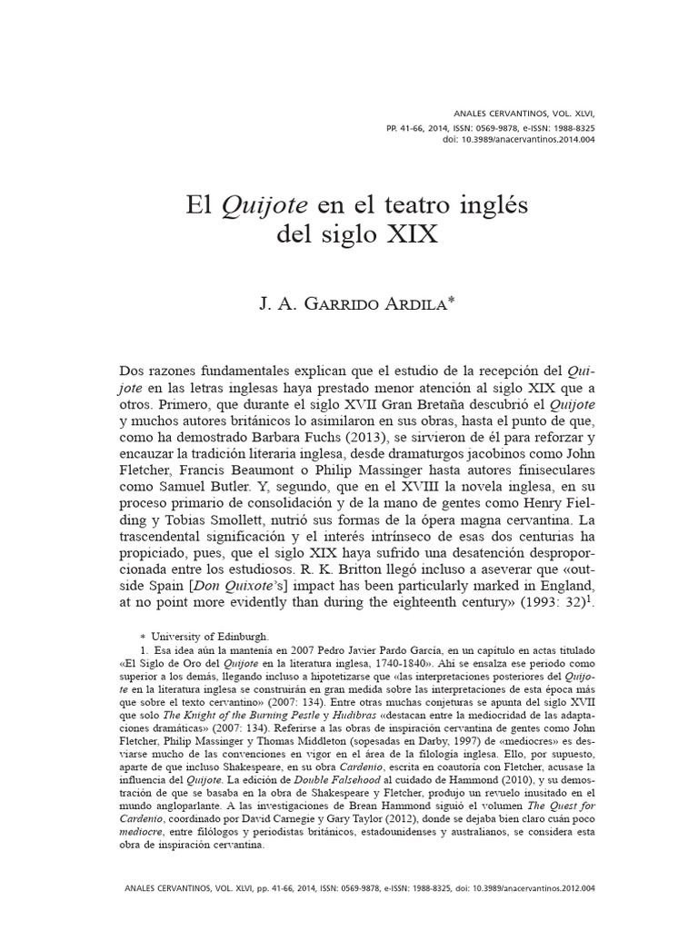 Quijote Teatro Ingles sXIX | PDF | Don Quijote | Miguel De Cervantes