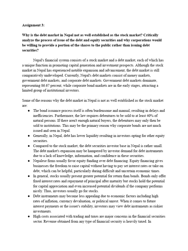 Financial System Assignment 3 | PDF | Securities (Finance) | Stocks