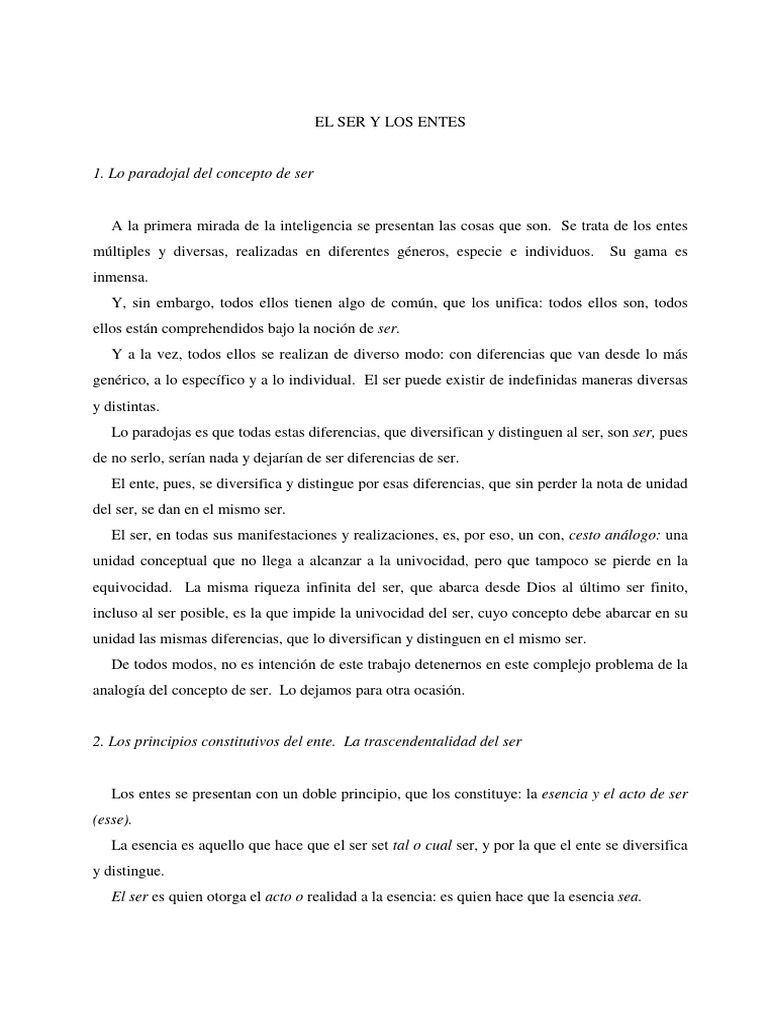 ser y ente | PDF | Esencia | Realidad