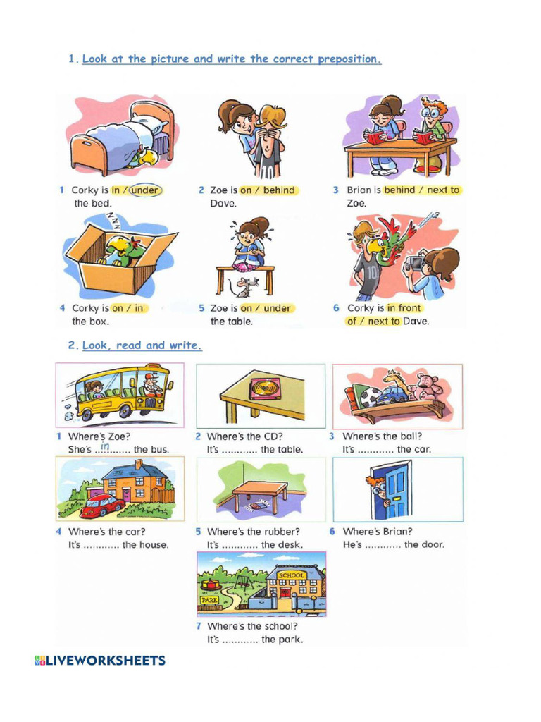 Starters Prepositions | PDF