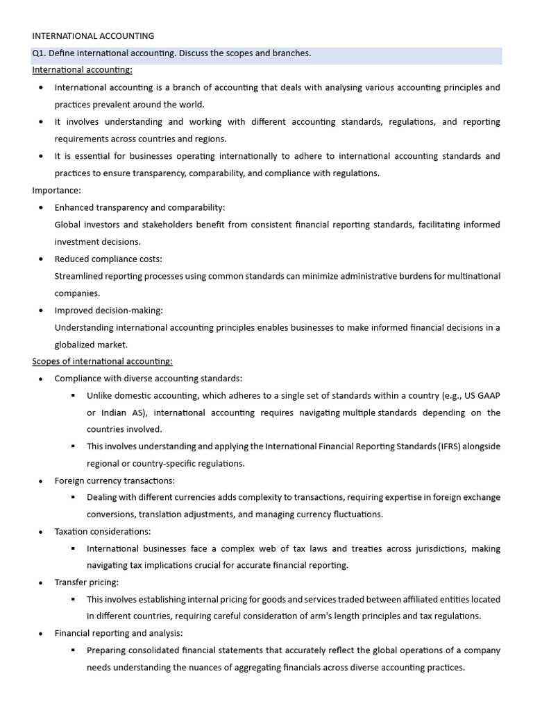 INTERNATIONAL ACCOUNTING Notes | PDF | Accounting | Generally Accepted ...
