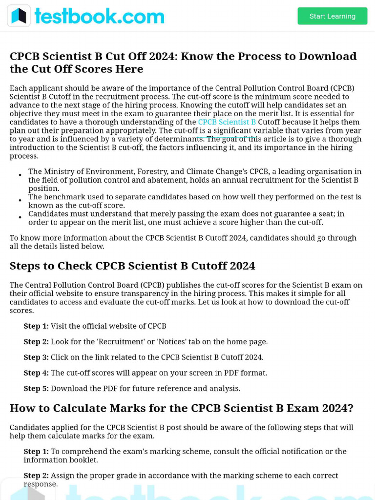 CPCB Scientist B Cut Off 2024 - Know The Process To Download The Cut ... CPCB Scientist B Cut Off 2024 - Know The Process To Download The Cut ...