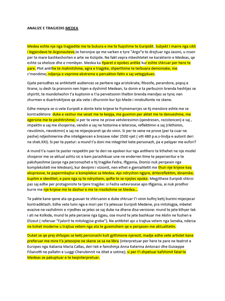 Analize e Tragjedis Medea | PDF