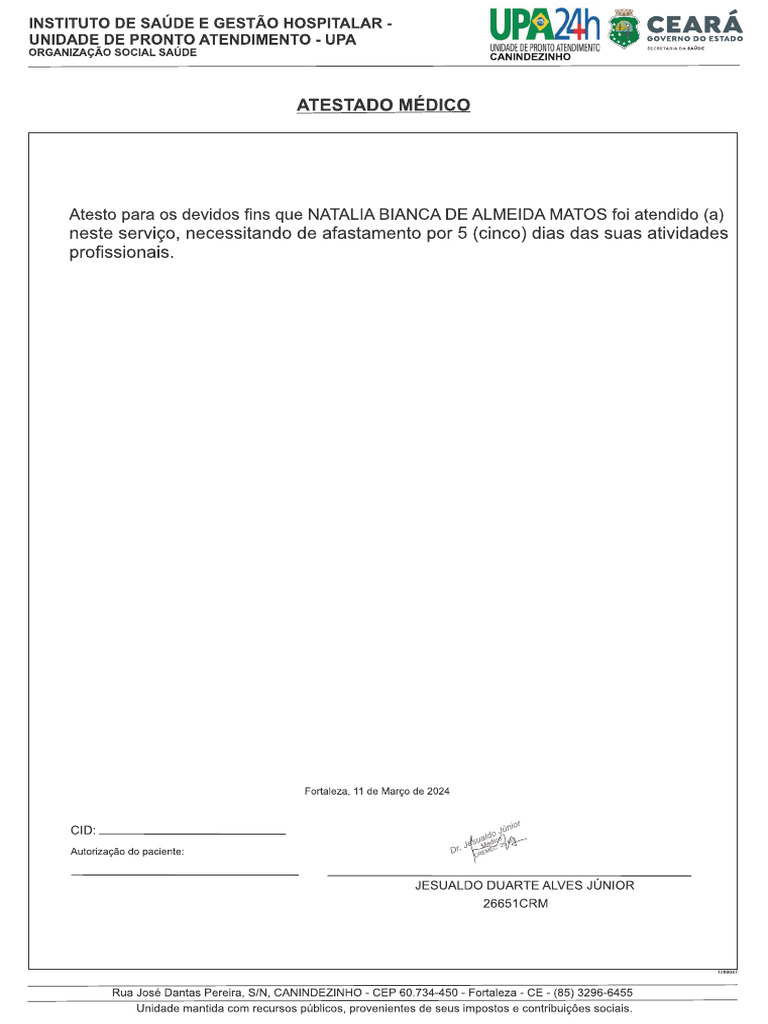 Foto Atestado Medico
