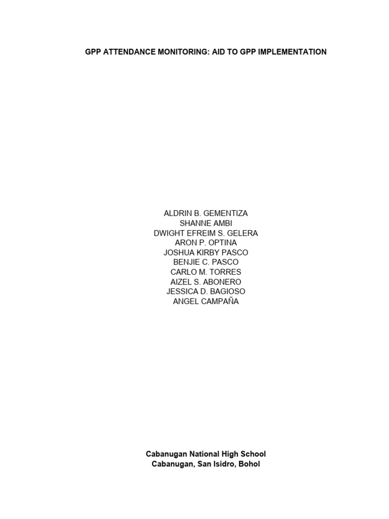 GPP Attendance Monitoring Aid To GPP Implementation | PDF | Science