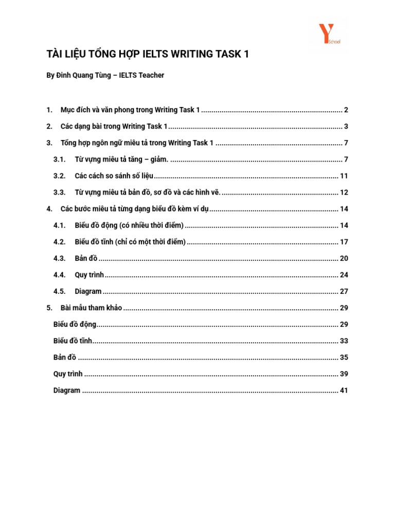 Tài Liệu Tổng Hợp Ielts Writing Task 1 | PDF