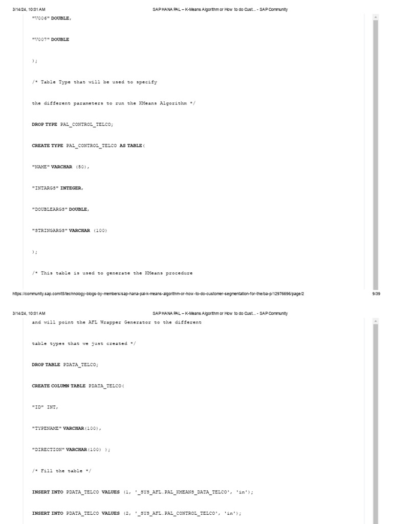 Sap Hana Pal K Means Algorithm Or How To Do Cust Sap Community 14 Pdf Parameter