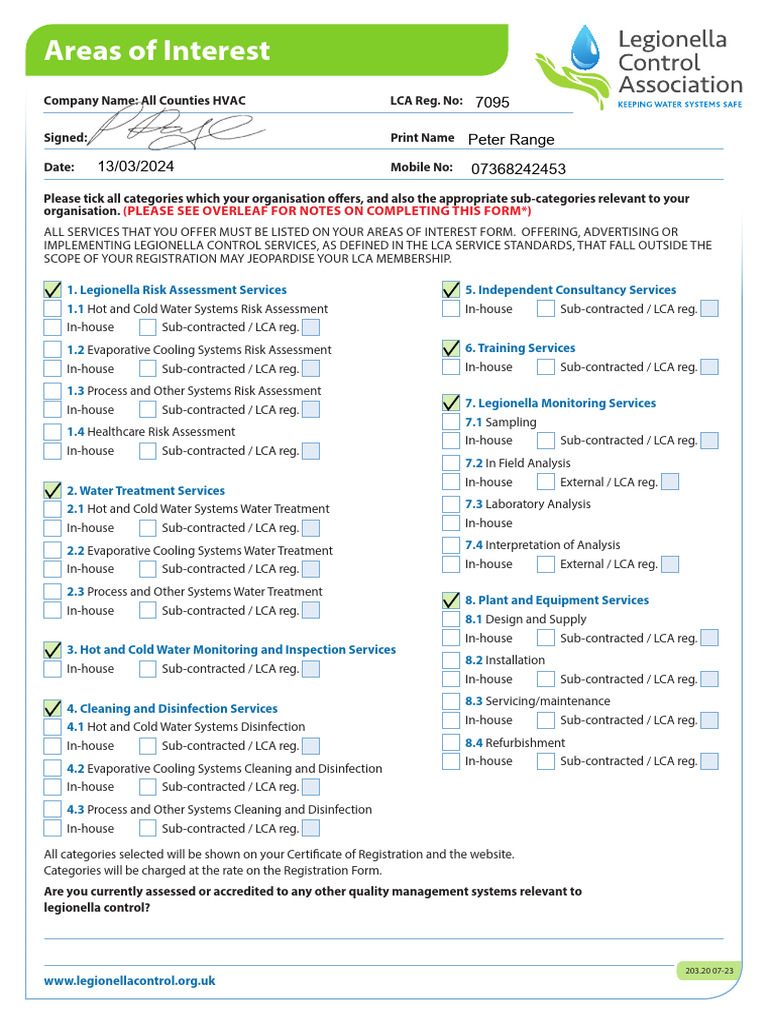 Legionella Control Services Overview | PDF | Life Cycle Assessment ...