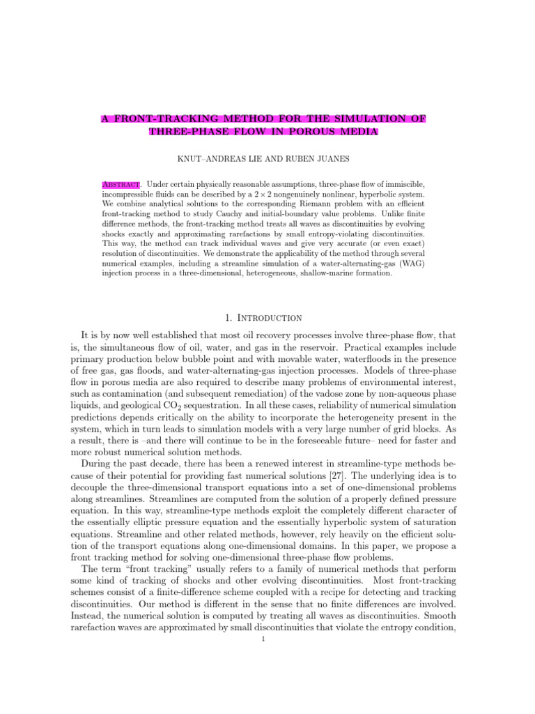 The Front Tracking Algorithm Pdf Fluid Dynamics Equations 