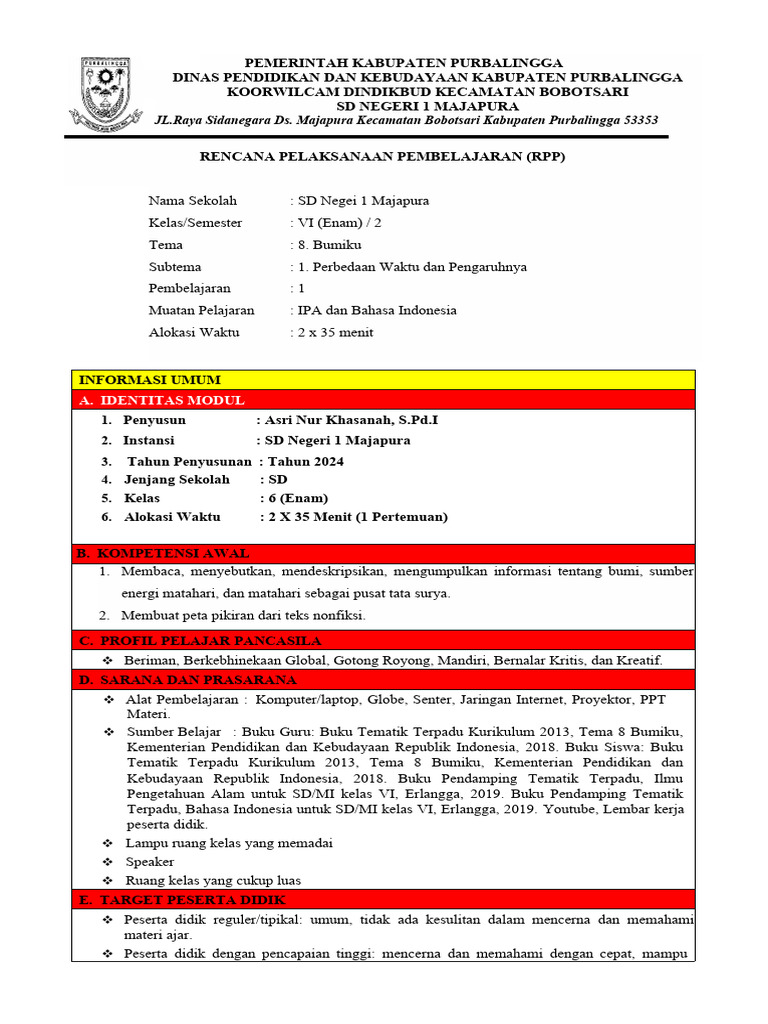 RPP Observasi Supervisi | PDF