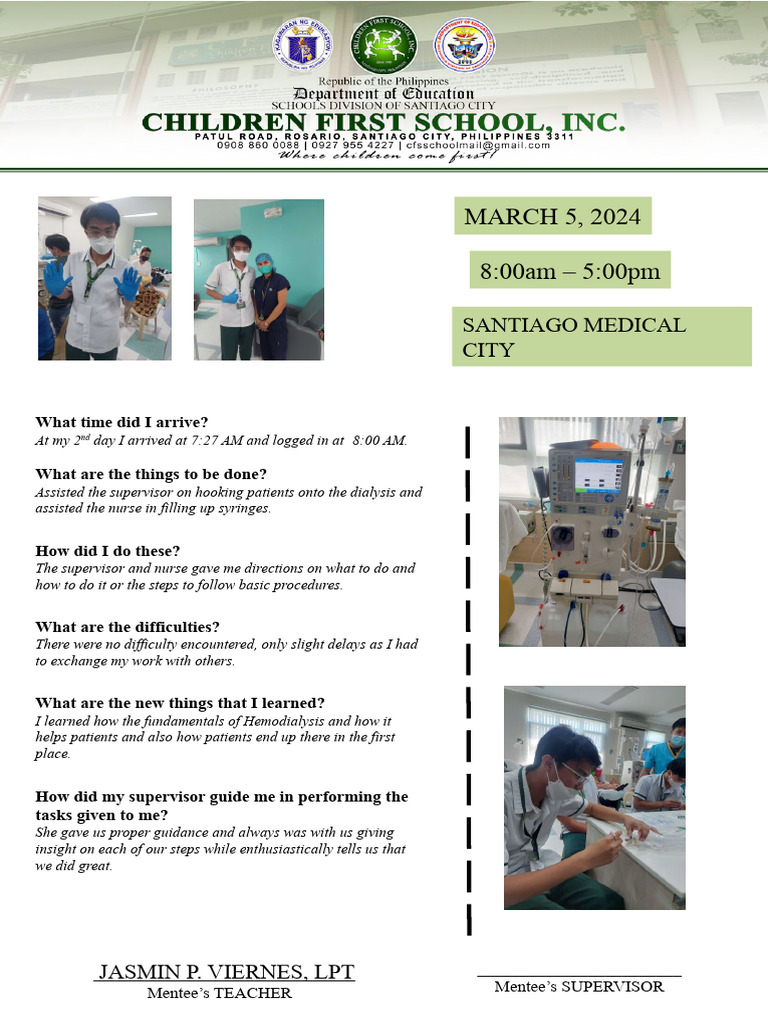 Narrative Report Sample Day2 | PDF | Hemodialysis | Medicine