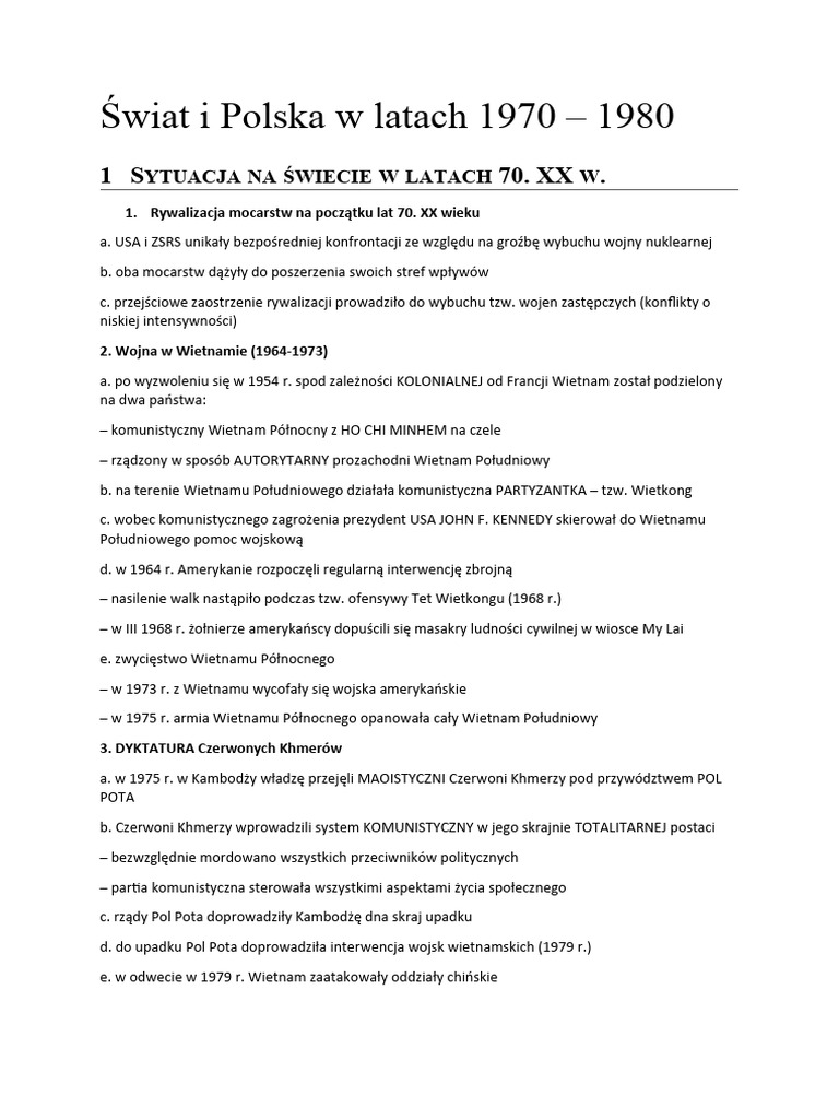 Świat I Polska W Latach 1970 | PDF