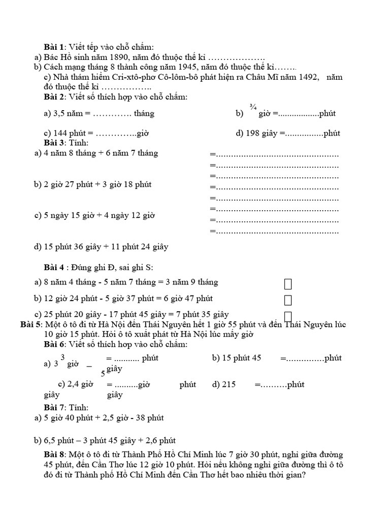 Phieu Bai Tap Cuoi Tuan Mon Toan Lop 5 Tuan 25 | PDF