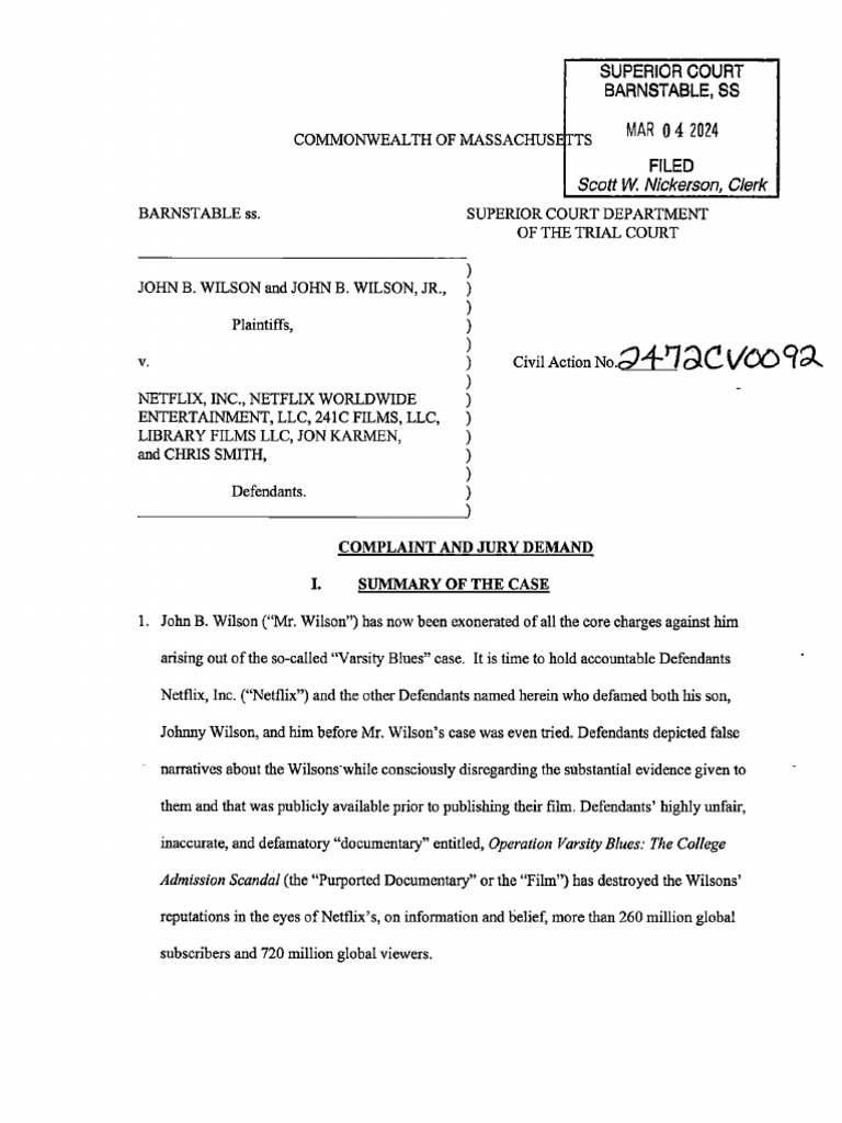 Wilson Lawsuit Netflix | PDF