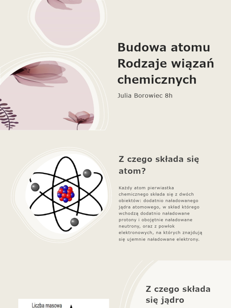 Budowa Atomu Rodzaje Wiązań Chemicznych | PDF