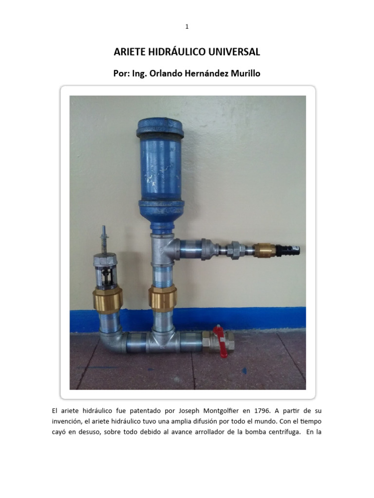 Funcionamiento y Construcción del Ariete Hidráulico | PDF | Tornillo | Agua