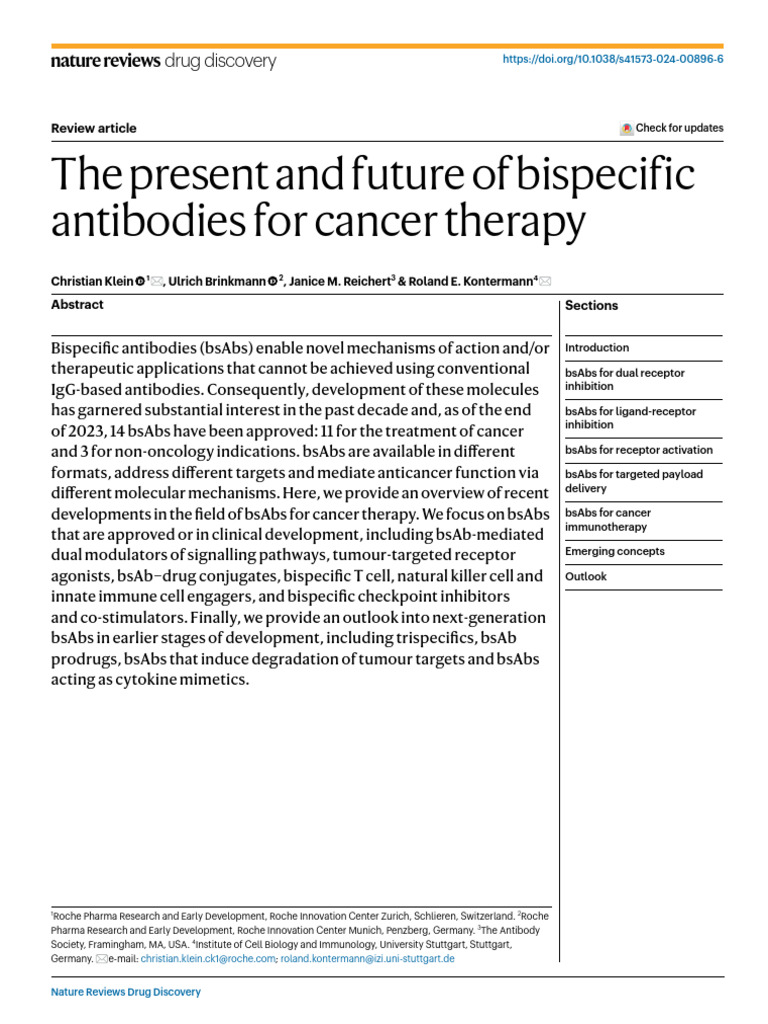 The Present and Future of Bispecific Antibodies For Cancer Therapy ...