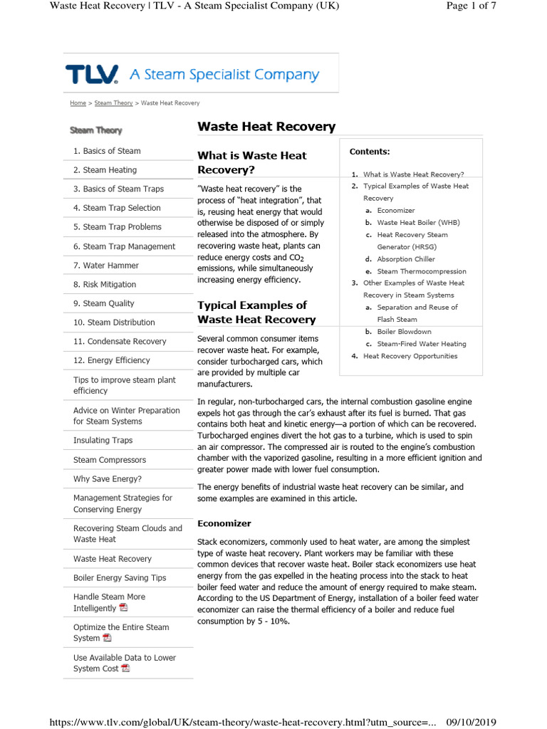 Steam Theory - Waste Heat Recovery | PDF | Steam | Boiler
