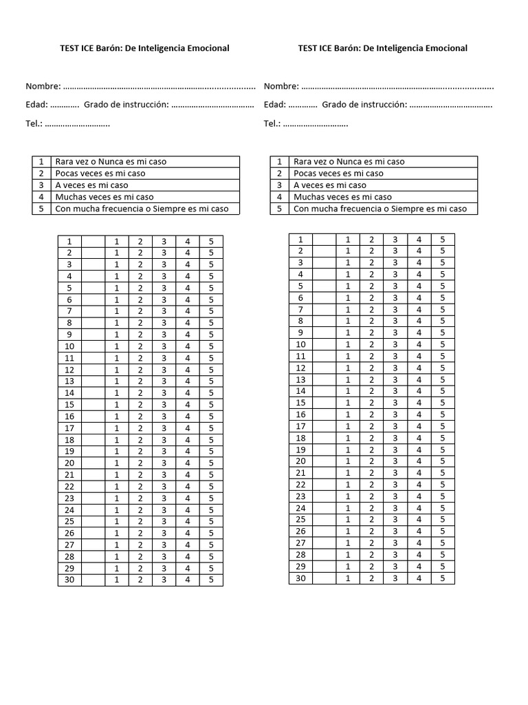 TEST ICE Barón | PDF | Inteligencia | Sicología